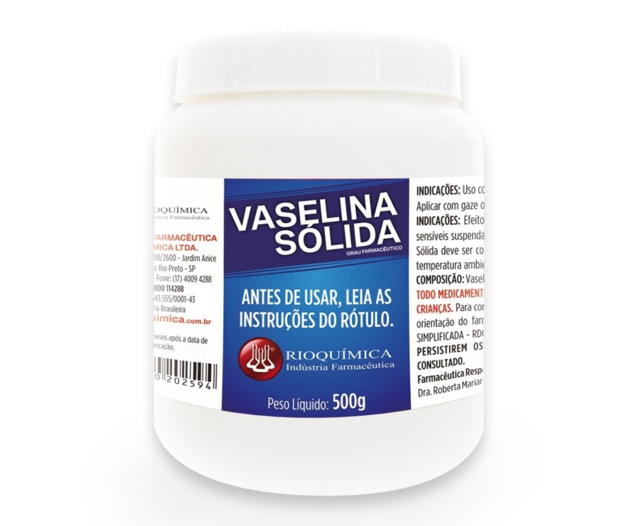 RIOQUIMICA VASELINA SOLIDA POTE 500 GR - OFICINAIS